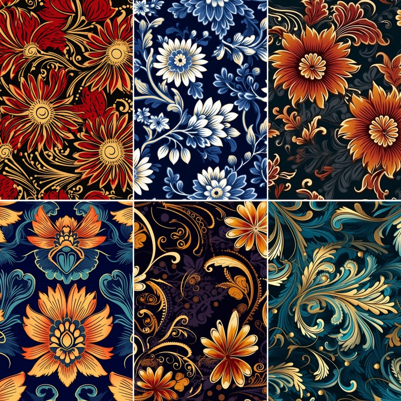 Traditional Batik Digital Paper, Denim Seamless Repeat Pattern, Tumbler ...