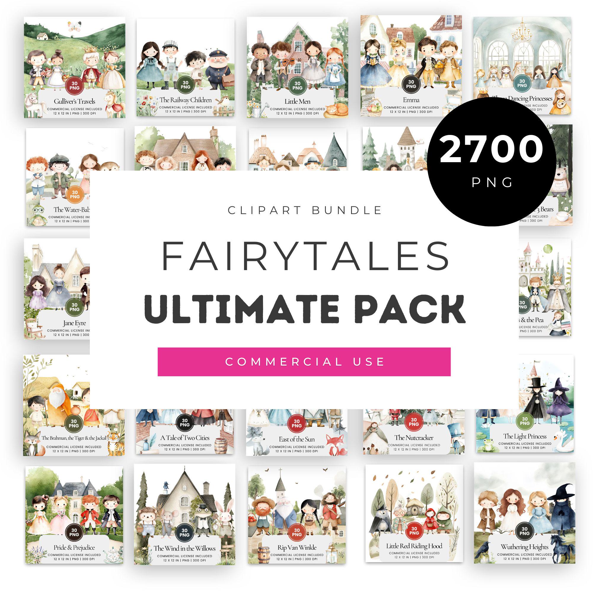 Fairytales Clipart Bundle, 94 Classic Stories PNG Packs, Ultimate ...