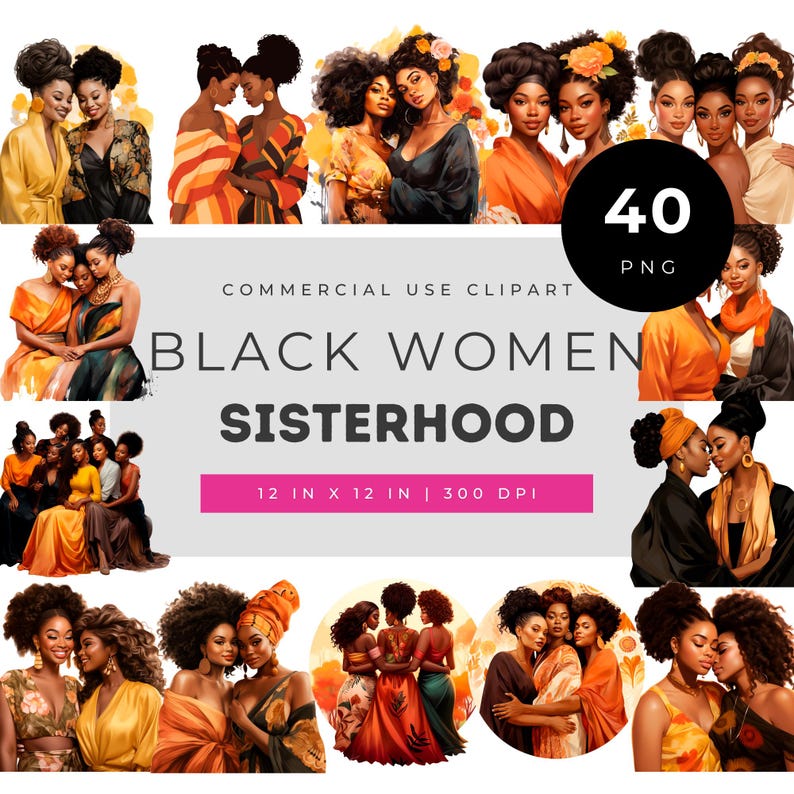 Black Women Sisterhood Clipart Bundle, African American Women ...