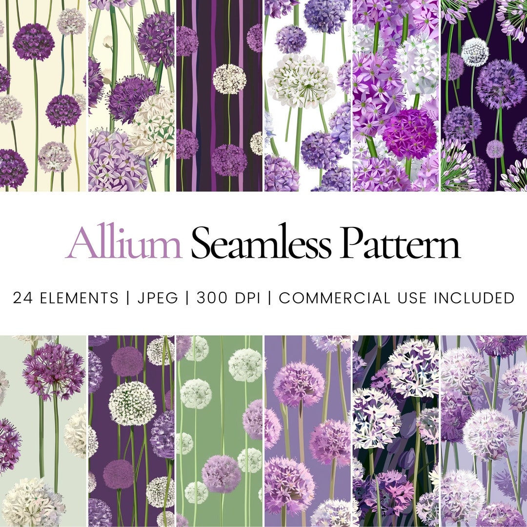 Allium Flowers Seamless Repeat Pattern, Digital Paper, Background ...