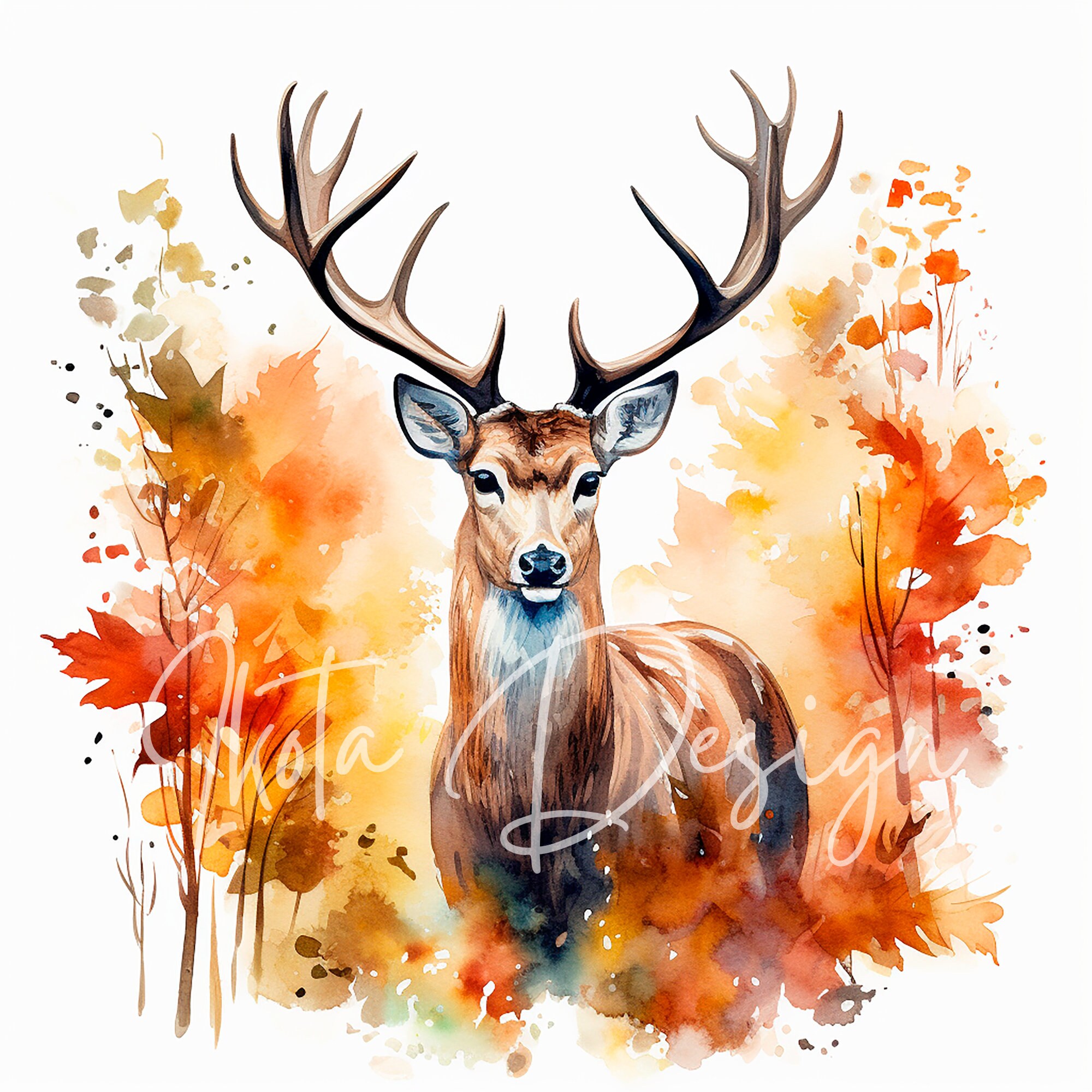 Deer in Fall Leaves Clipart 40 High Quality JPG Digital - Etsy