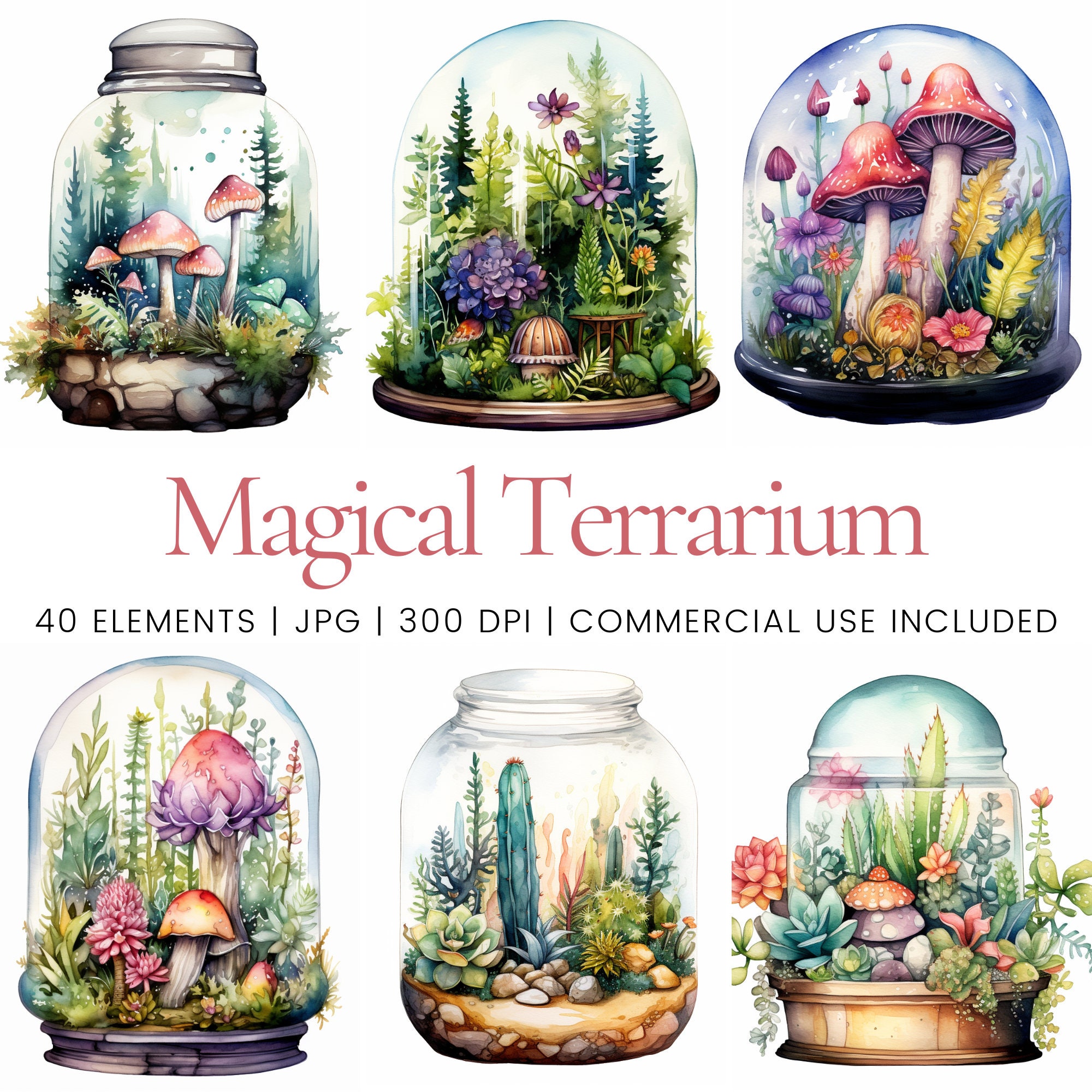 Magical Terrarium Clipart 40 High Quality Jpgs Digital Planner, Junk ...