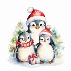 Christmas Penguin Family Clipart - 40 High Quality Jpgs - Digital ...