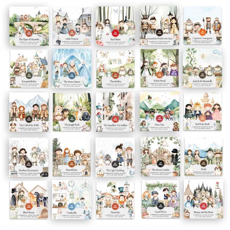 Fairytales Clipart Bundle, 94 Classic Stories PNG Packs, Ultimate ...