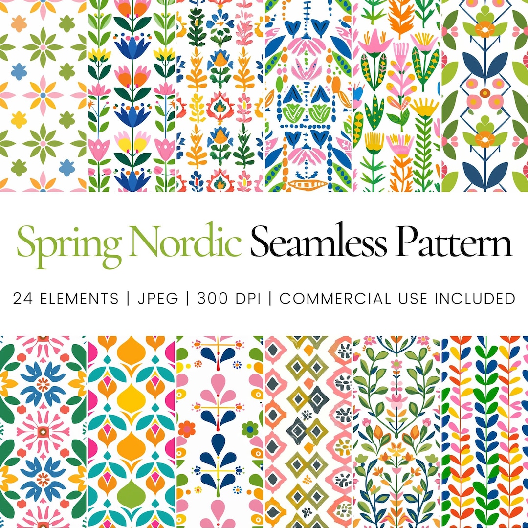 Spring Nordic Seamless Repeat Pattern, Digital Papers, Background ...