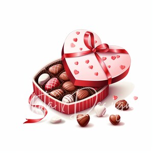 Valentine’s Chocolate Box Clipart Bundle, Heart Candy Illustrations for ...