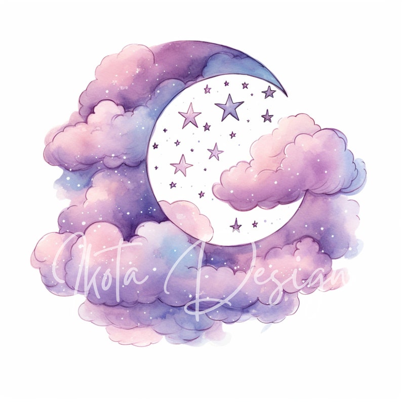 Moon & Stars Clipart 40 High Quality JPG Digital Planner, Junk ...