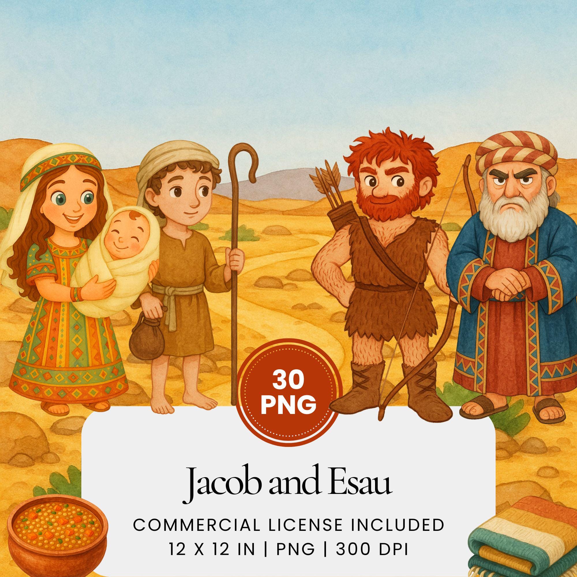 Jacob and Esau Bible Story Clipart, Watercolor Christian PNG ...