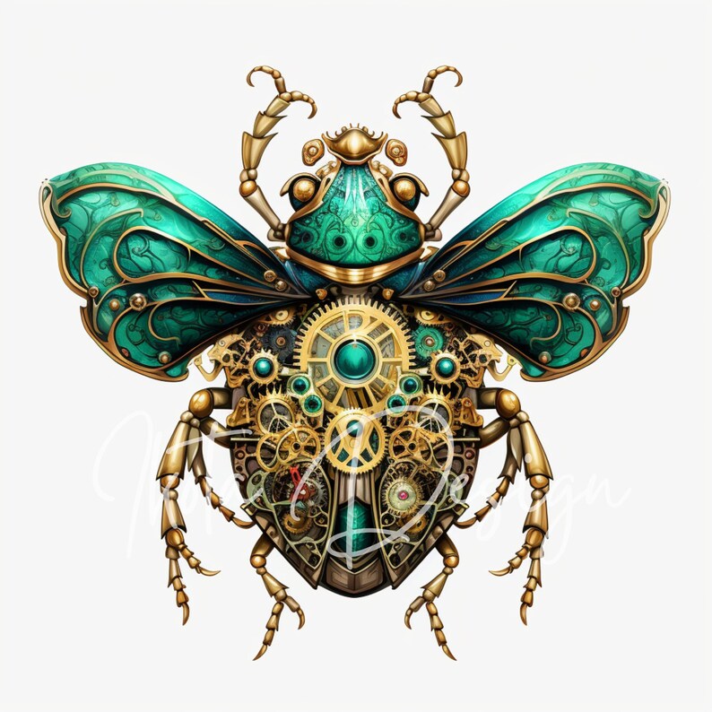 Steampunk Bug Clipart - 40 High Quality JPG - Digital Planner, Junk ...