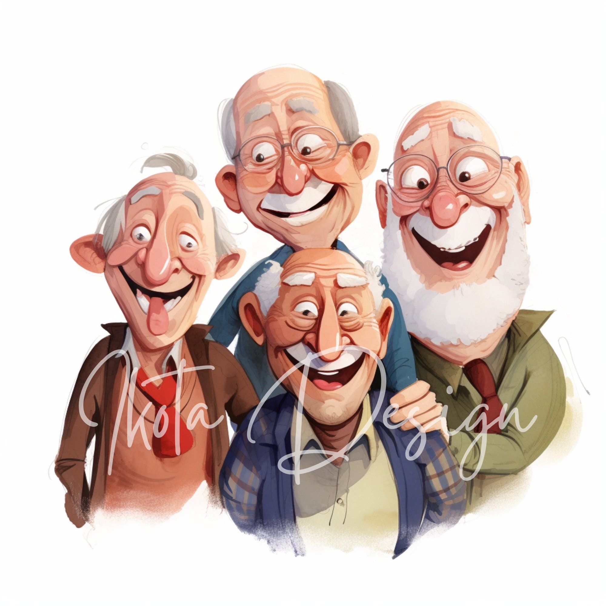 Happy Old Men Clipart 40 High Quality JPG Digital Planner, Junk ...