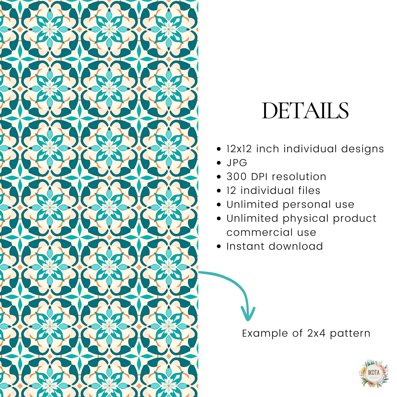 Moroccan Tile Digital Papers, Moroccan Tile Seamless Repeat Pattern ...