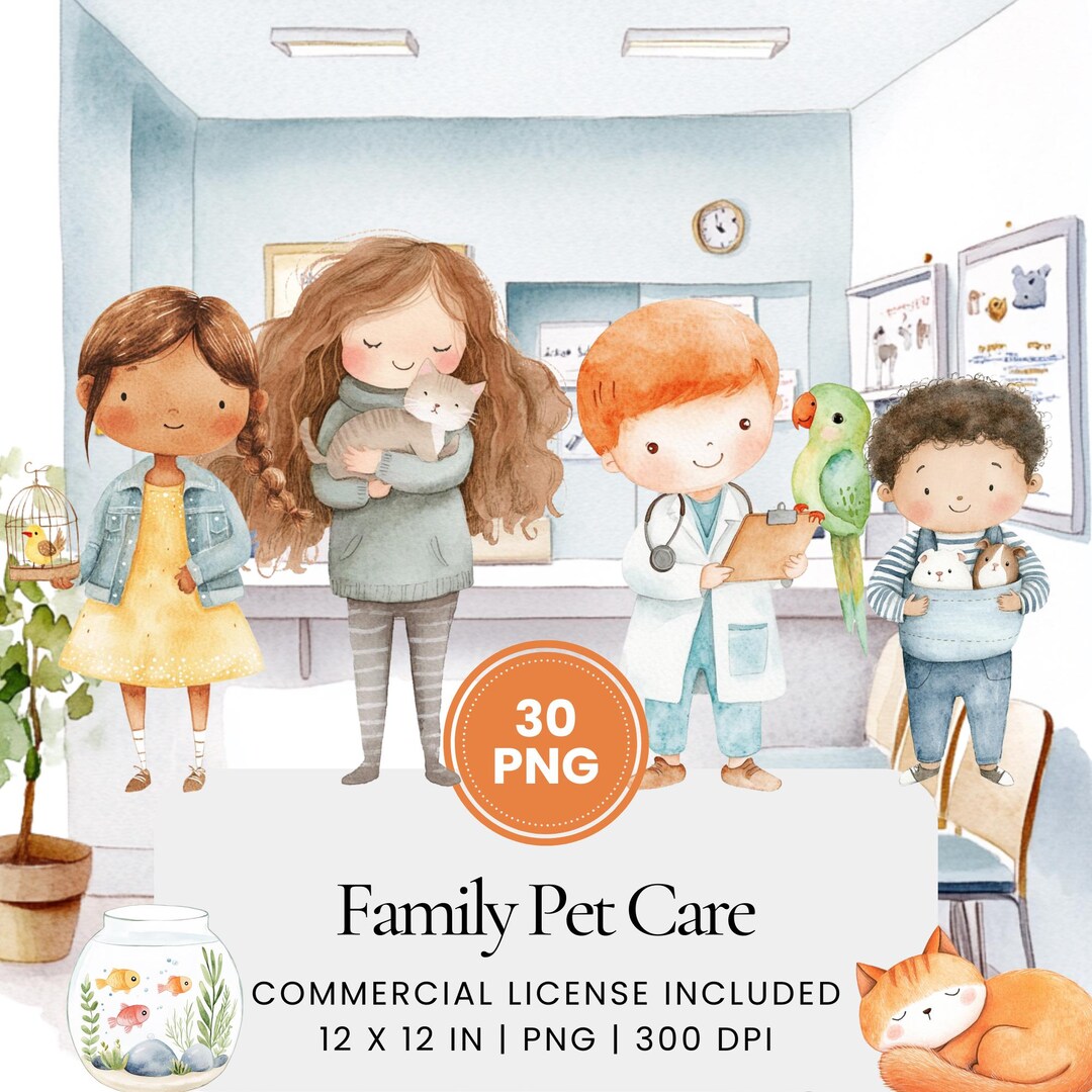 Family Pet Care Clipart - 30 PNG - Digital Planner, Junk Journaling ...