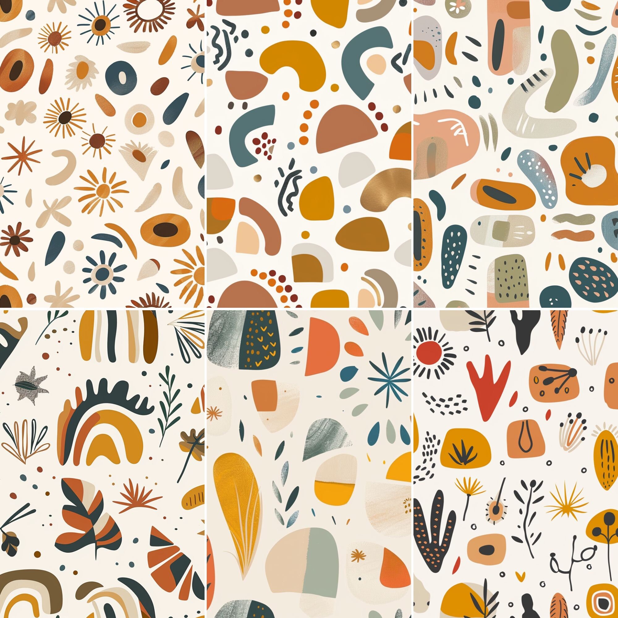Earthy Boho Digital Papers, Seamless Repeat Pattern, Background ...