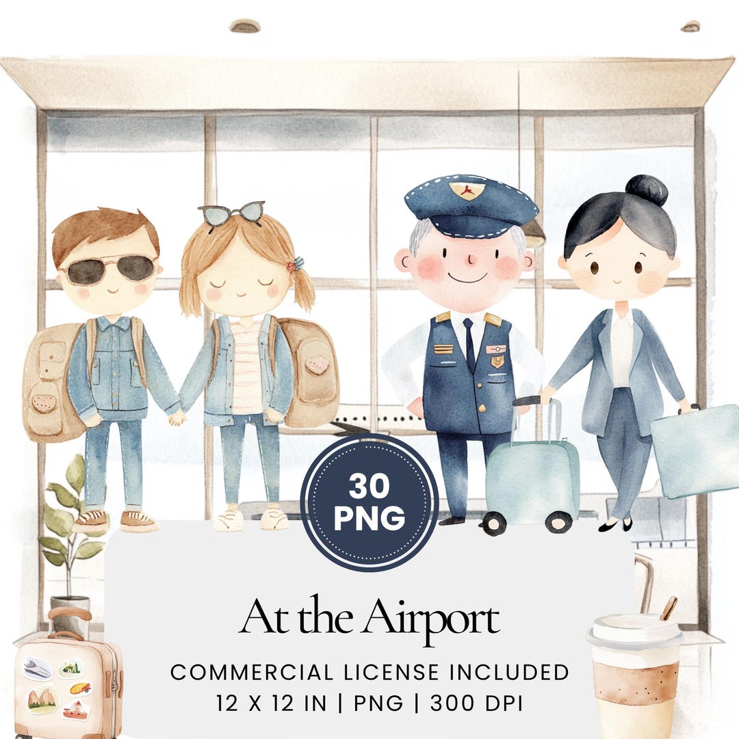 Airport Clipart Set for Travel Journals, Pilot and Flight Crew ...