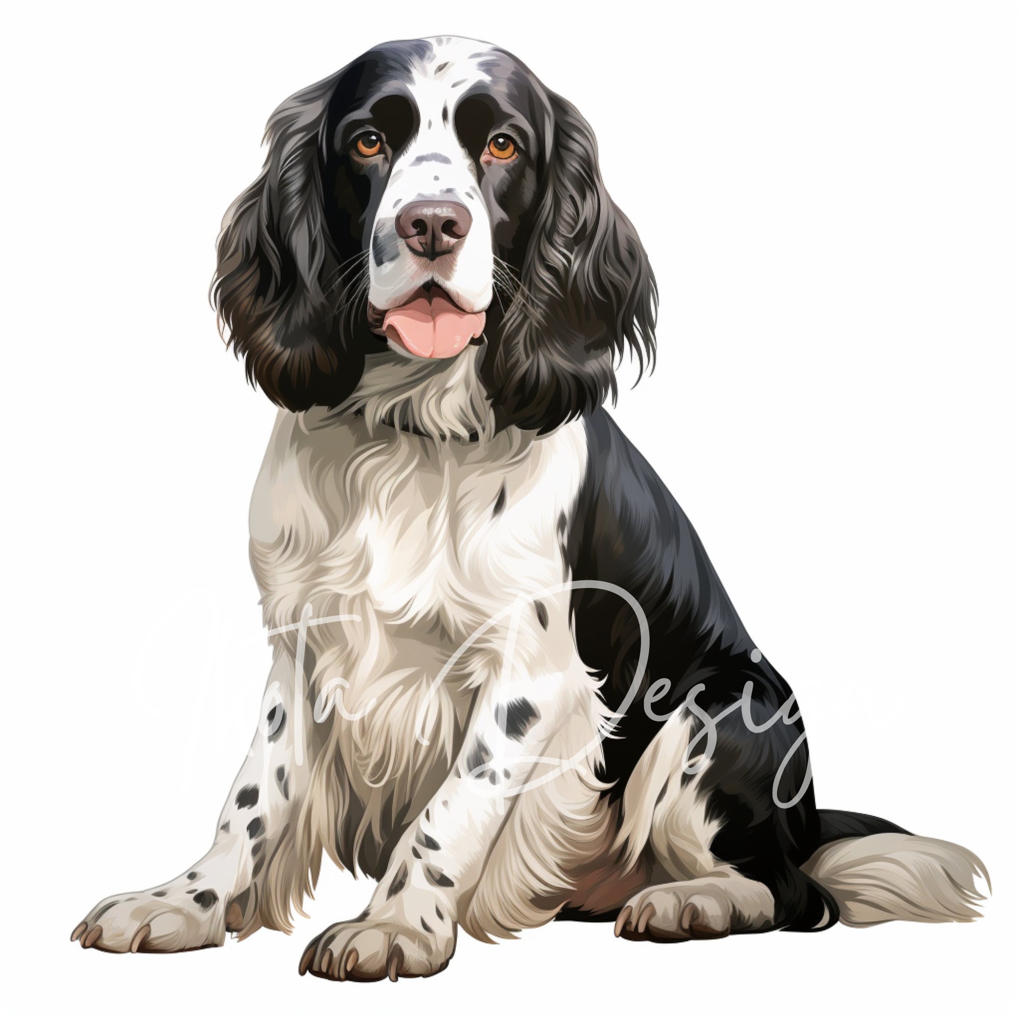 Watercolor Spaniel Clipart Bundle, Realistic Dog Portrait Set, Sporting ...