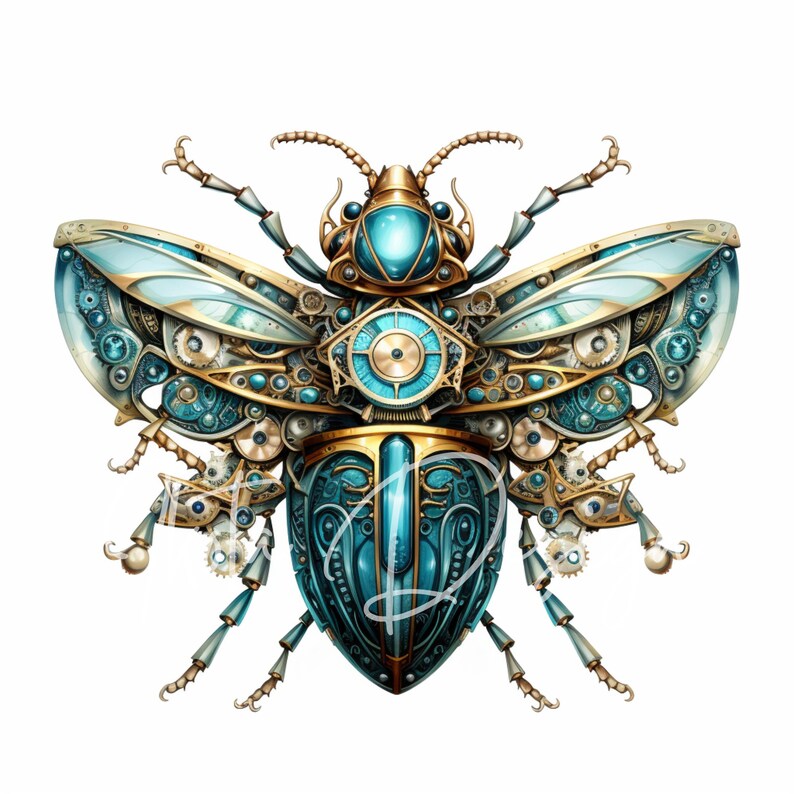 Steampunk Bug Clipart - 40 High Quality JPG - Digital Planner, Junk Journaling, Watercolor, Wall ...