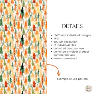 Autumn Forest Digital Papers, Watercolor Forest Seamless Repeat Pattern ...