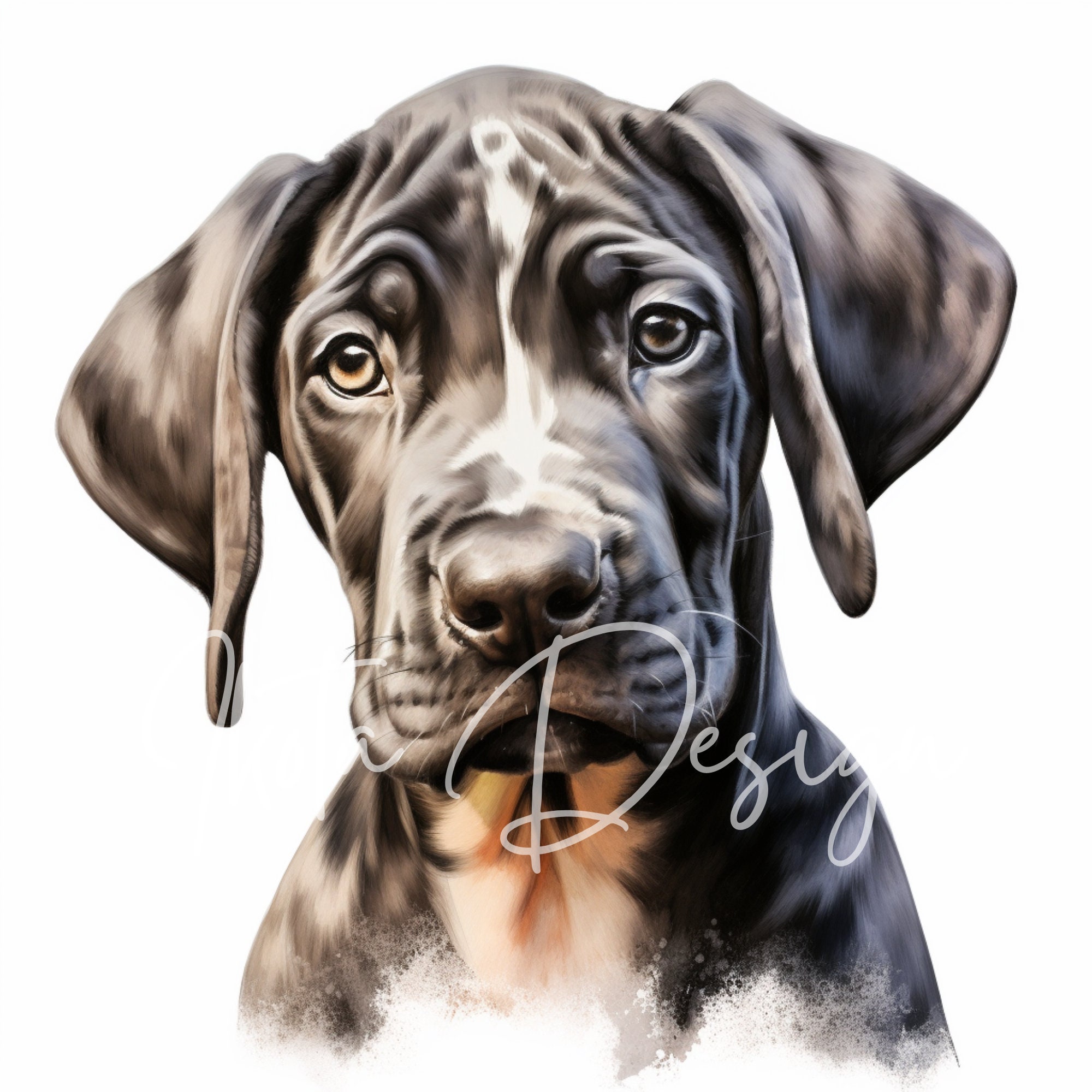 Great Dane Puppy Clipart Collection, Watercolor Giant Breed Dog ...