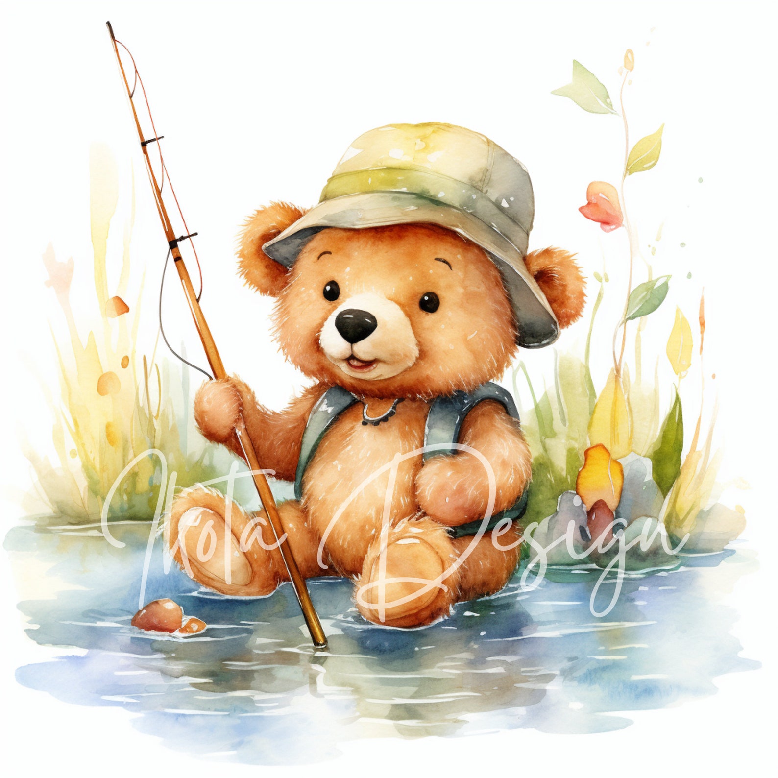 Cute Bear Fishing Clipart 40 High Quality JPG Digital - Etsy