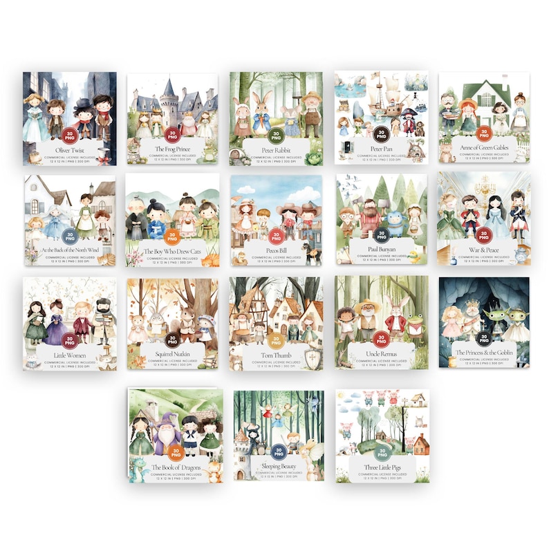 Fairytales Clipart Bundle, 94 Classic Stories PNG Packs, Ultimate ...