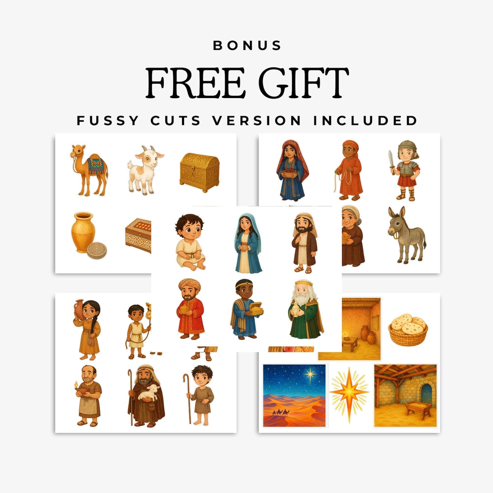 Bible Story the Visit of the Wise Men Watercolor Clipart Bundle ...