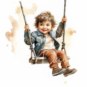 Boy on a Swing Clipart - 40 High Quality Jpgs - Digital Planner, Junk ...