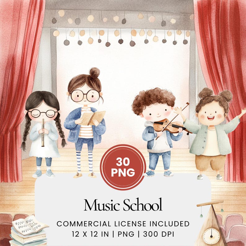 Music School Clipart for Kids, Classroom Orchestra Illustrations ...