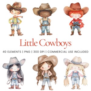 Little Cowboys Clipart - 40 High Quality Pngs - Digital Planner, Junk ...