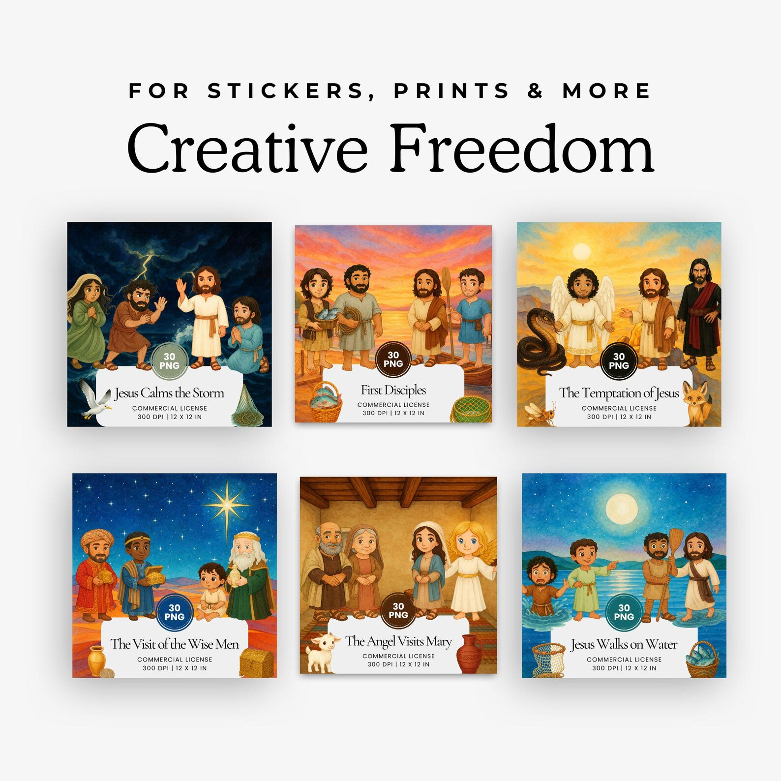 New Testament Bible Stories Clipart Bundle, 27 Jesus PNG Sets ...