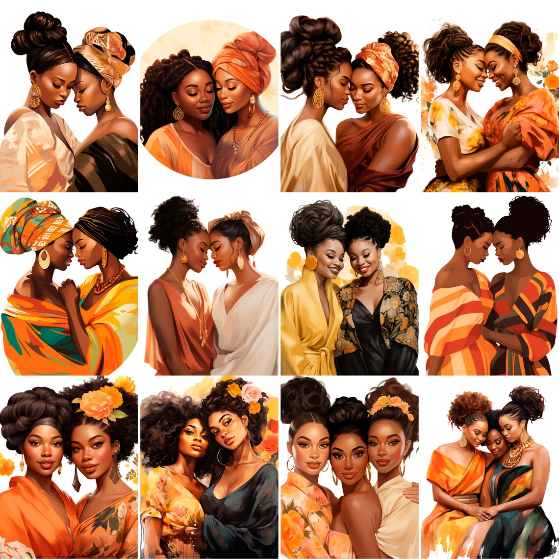 Black Women Sisterhood Clipart Bundle, African American Women ...