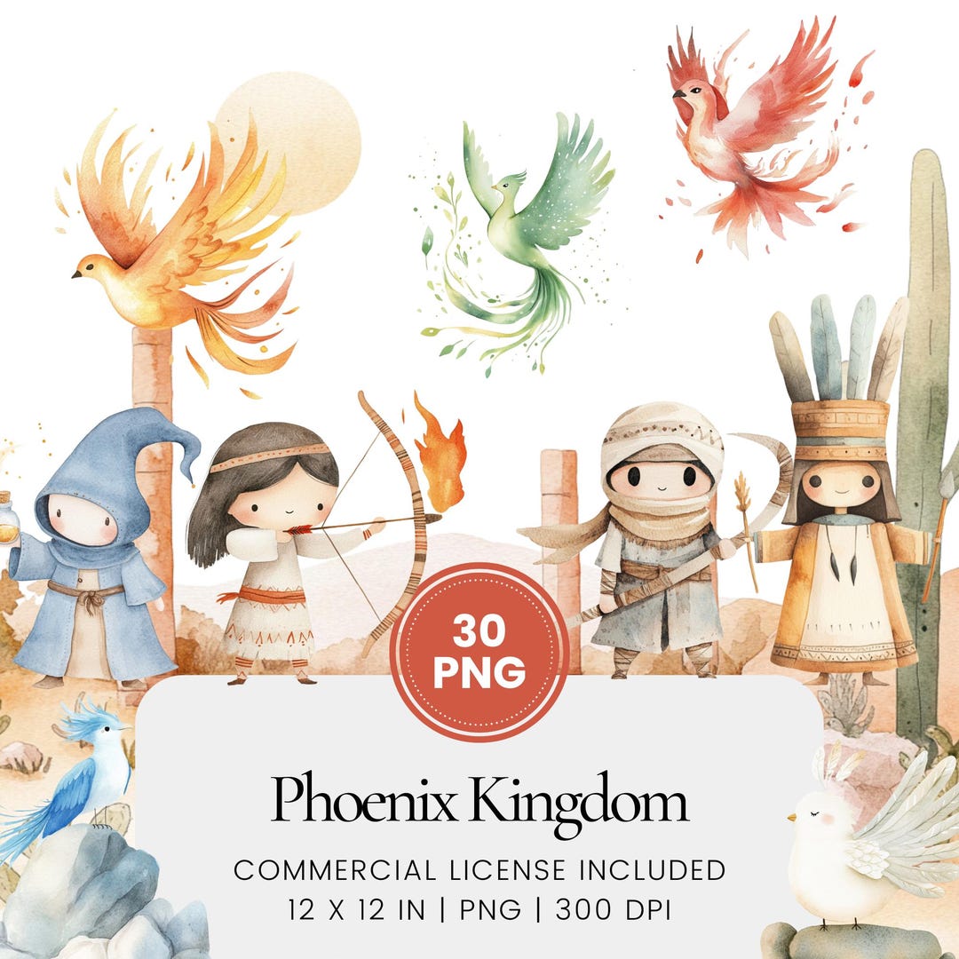 Phoenix Kingdom Clipart - 30 PNG - Digital Planner, Junk Journaling ...