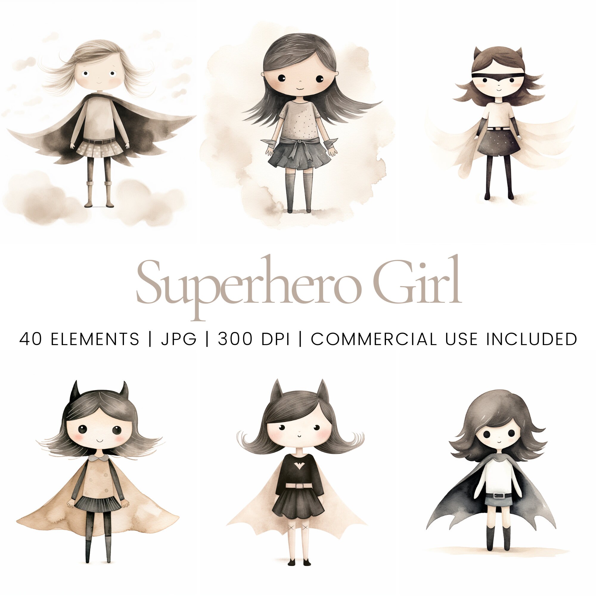 Superhero Girl Clipart 40 High Quality Jpgs Digital - Etsy