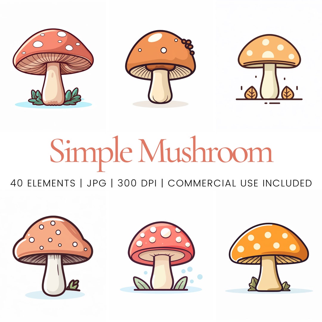 Cute Mushroom Clipart 40 High Quality Jpgs Digital Planner, Junk ...