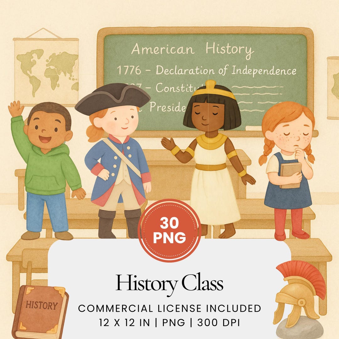 History Class Watercolor Clipart Bundle, School Teacher Student ...