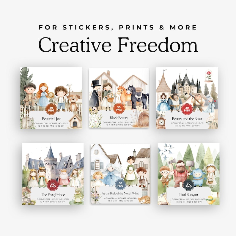 Fairytales Clipart Bundle, 94 Classic Stories PNG Packs, Ultimate ...