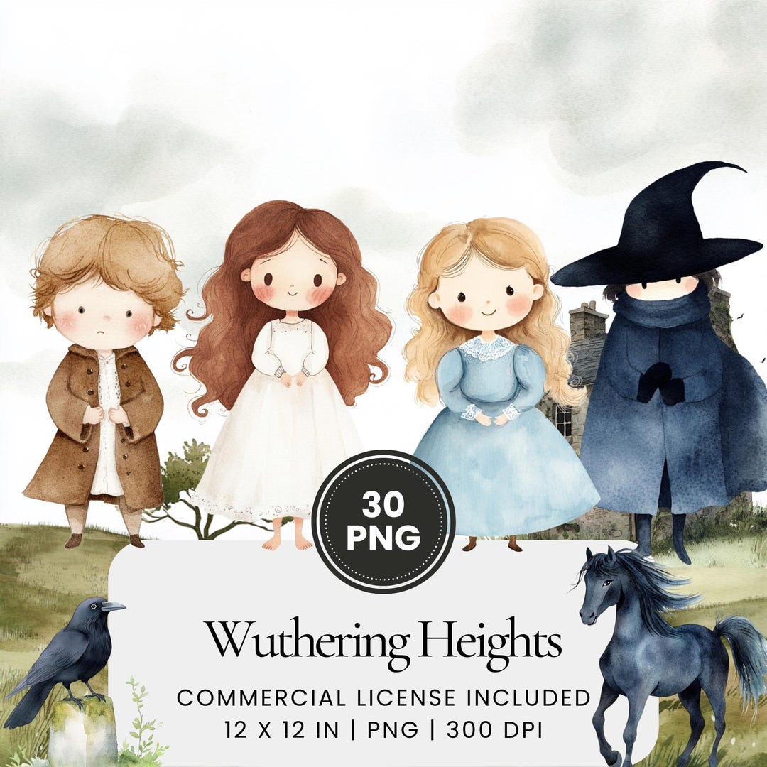 Wuthering Heights Clipart, Watercolor PNG Set With Gothic Romance ...