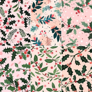 Christmas Holly Berries Seamless Repeat Pattern, Digital Paper ...