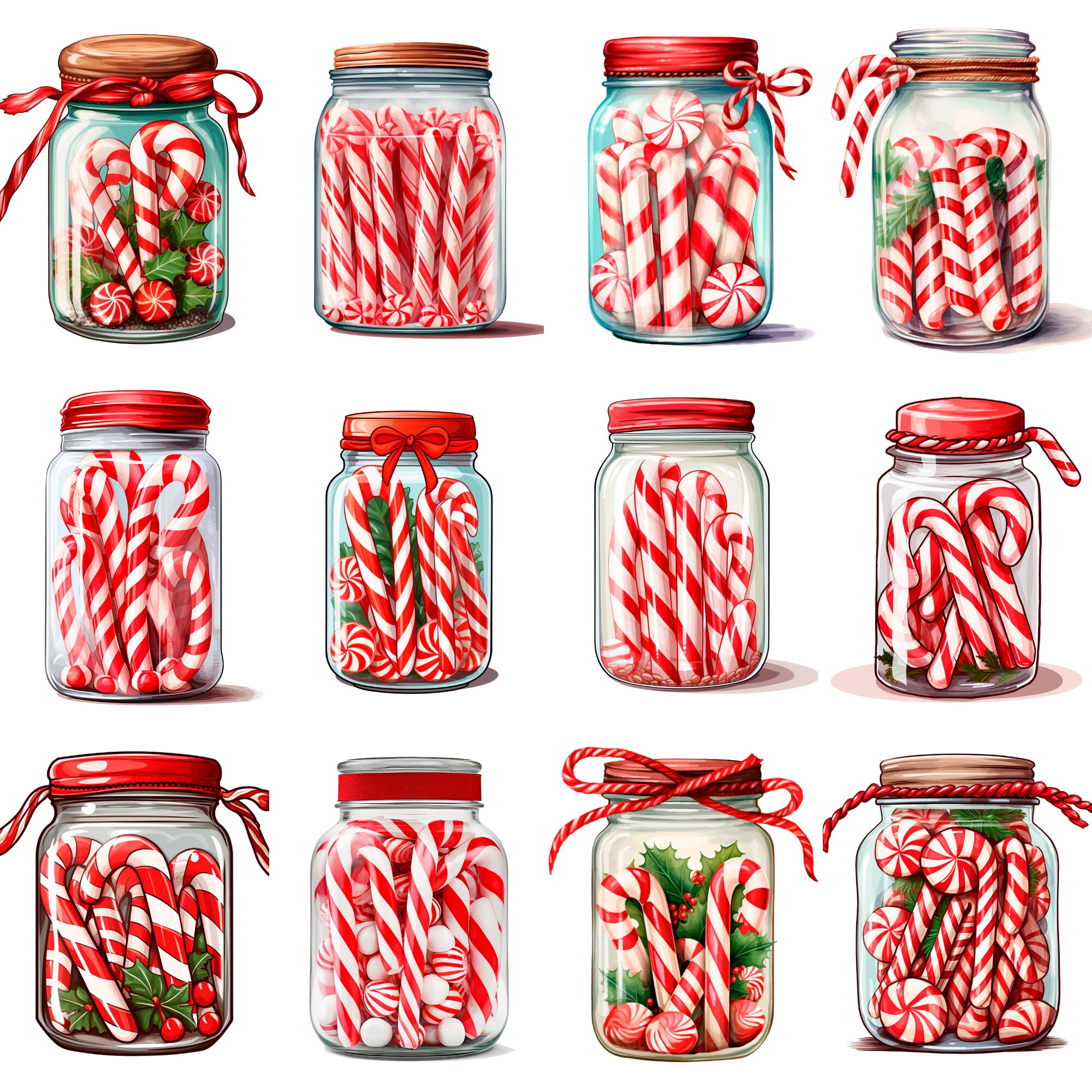 Christmas Candy Cane Clipart - 200 High Quality Pngs - Digital Planner ...