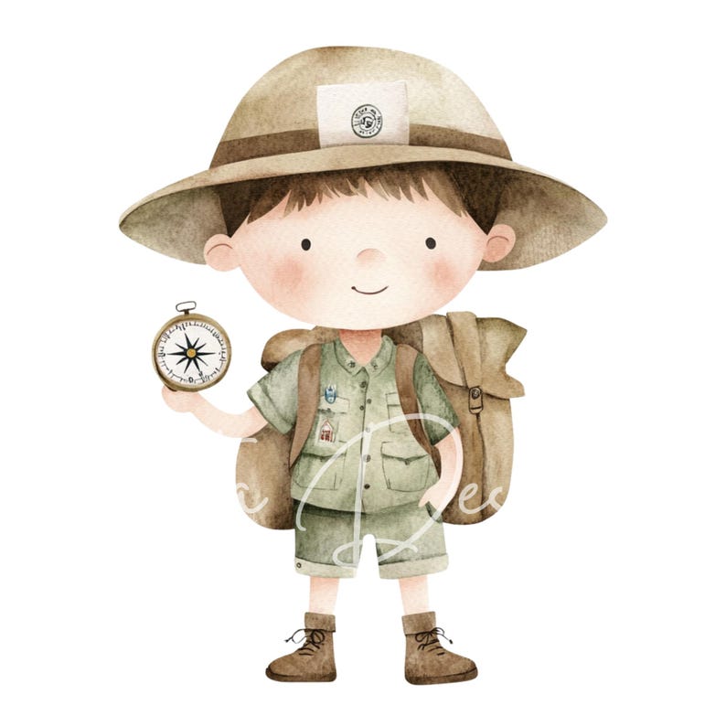 Little explorers clipart bundle, cute kids on nature adventure with ...