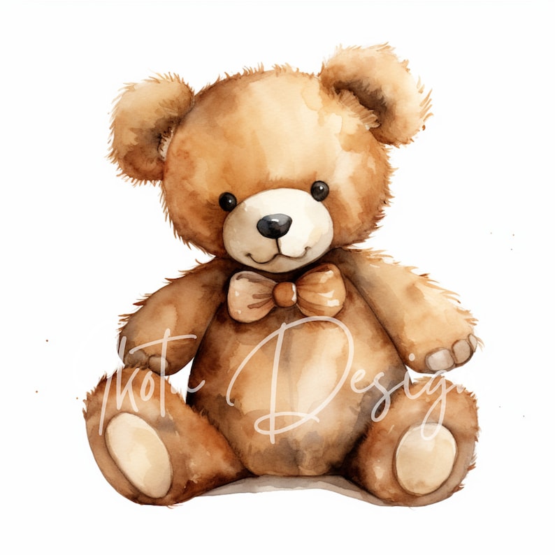 Teddy Bear Clipart 40 High Quality Jpgs Digital Planner, Junk Journaling, Watercolor, Wall Art ...