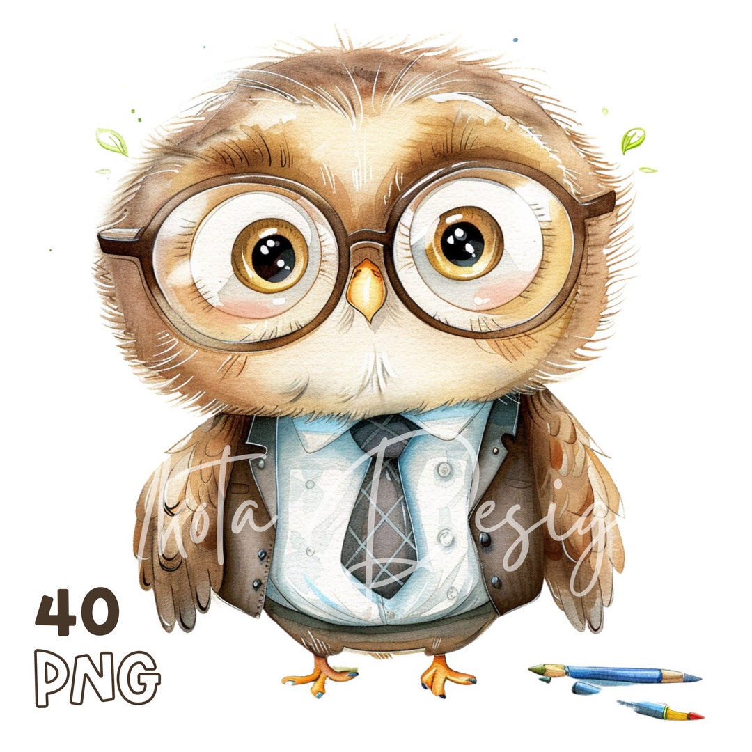 School Owl Clipart - 40 High Quality PNG - Digital Planner, Junk ...