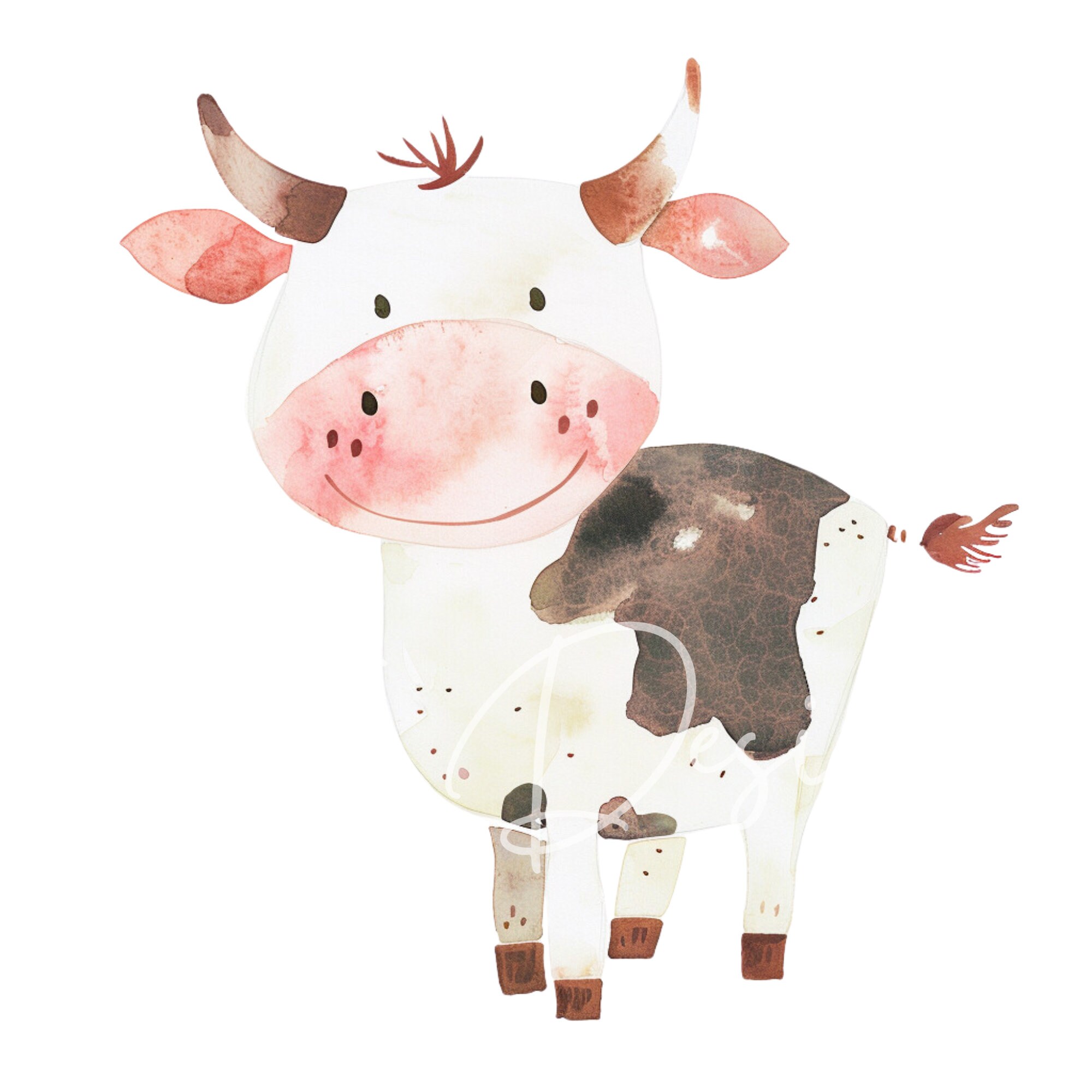 Watercolor Farm Animals Clipart Set With Pig Cow Sheep Chicken Duck ...