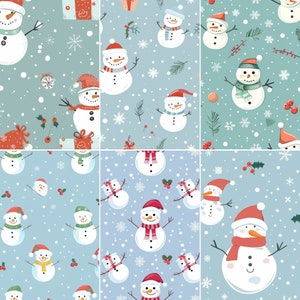 Blue Snowmen Seamless Repeat Pattern, Digital Paper, Background ...