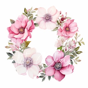 Pink Flower Wreath Clipart - 40 High Quality Jpgs - Digital Planner ...