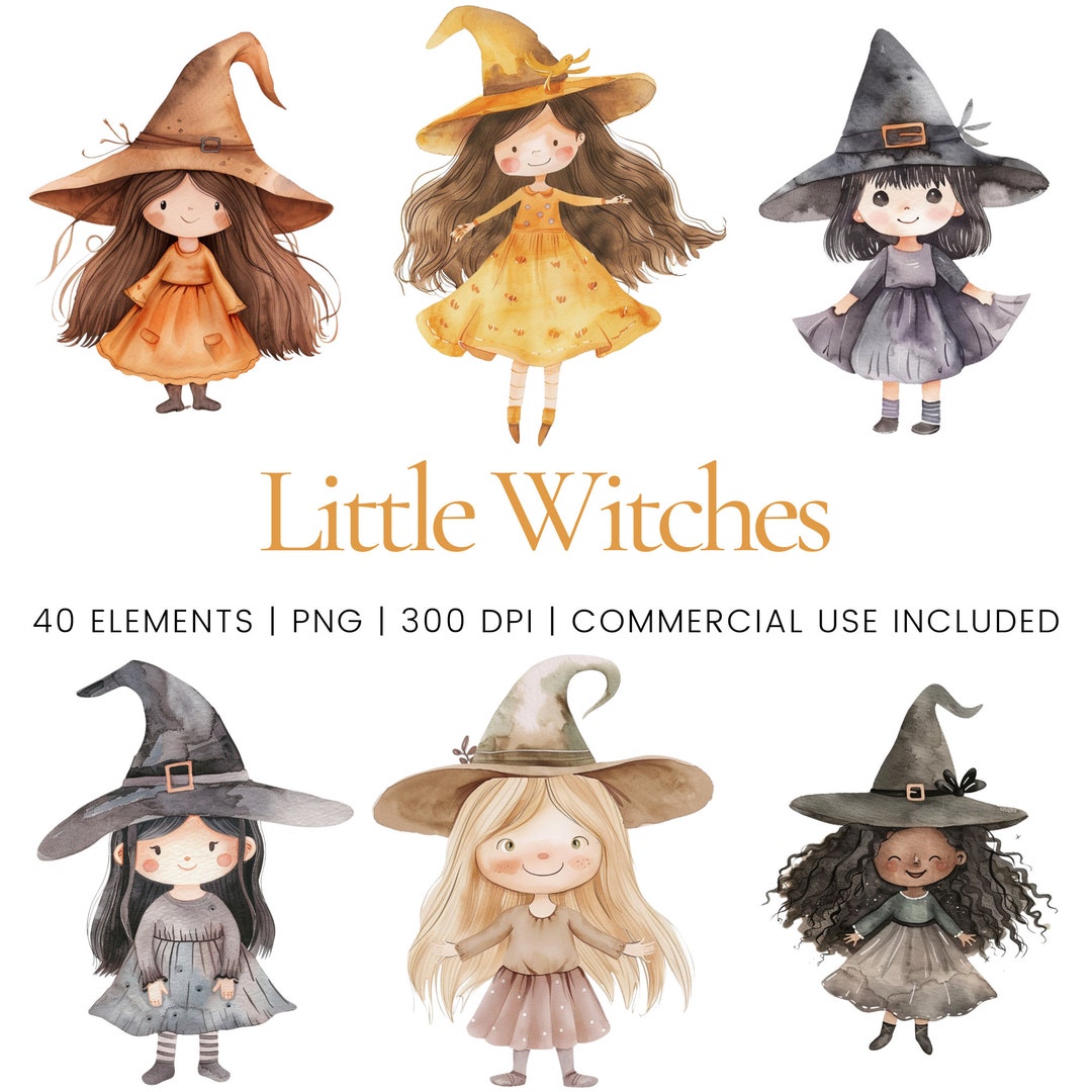 Little Witches Clipart 40 High Quality Pngs Digital Planner, Junk ...