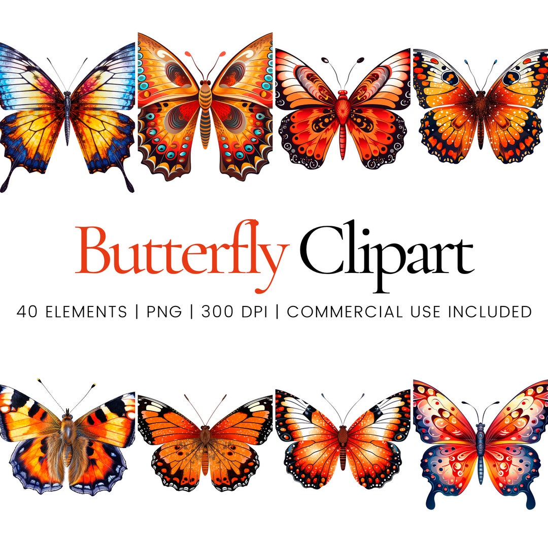 Butterfly Watercolor Clipart Bundle, Delicate Insect Illustrations for ...