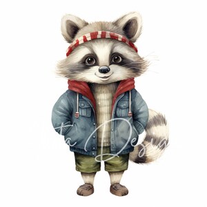Winter Raccoon Clipart Collection, Cute Cozy Raccoon Characters in ...