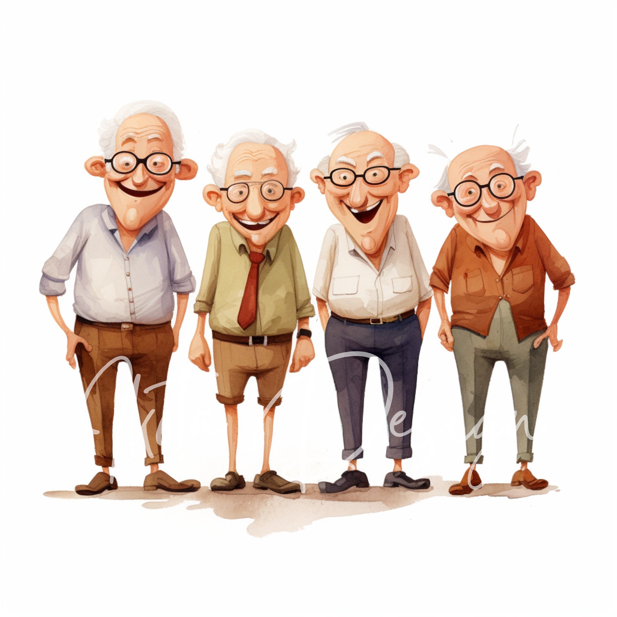 Happy Old Men Clipart 40 High Quality JPG Digital Planner, Junk ...