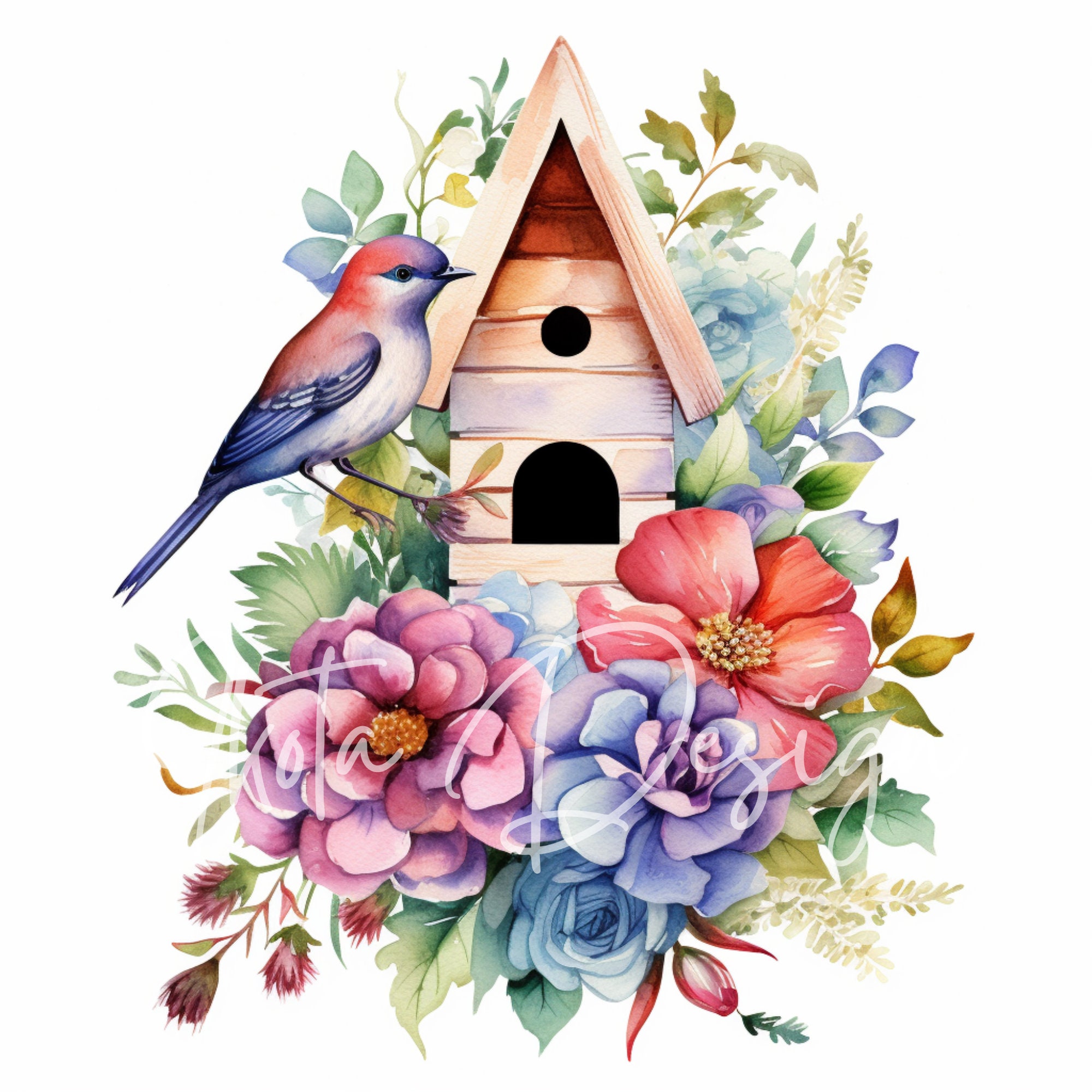 Floral Birdhouse Clipart - 40 High Quality Jpgs - Digital Planner, Junk ...