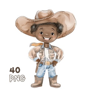 Little Cowboys Clipart - 40 High Quality Pngs - Digital Planner, Junk ...